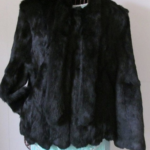 FUR | Jackets & Coats | Fur Coat Luxurious Scallop Black Rabbit Fur ...